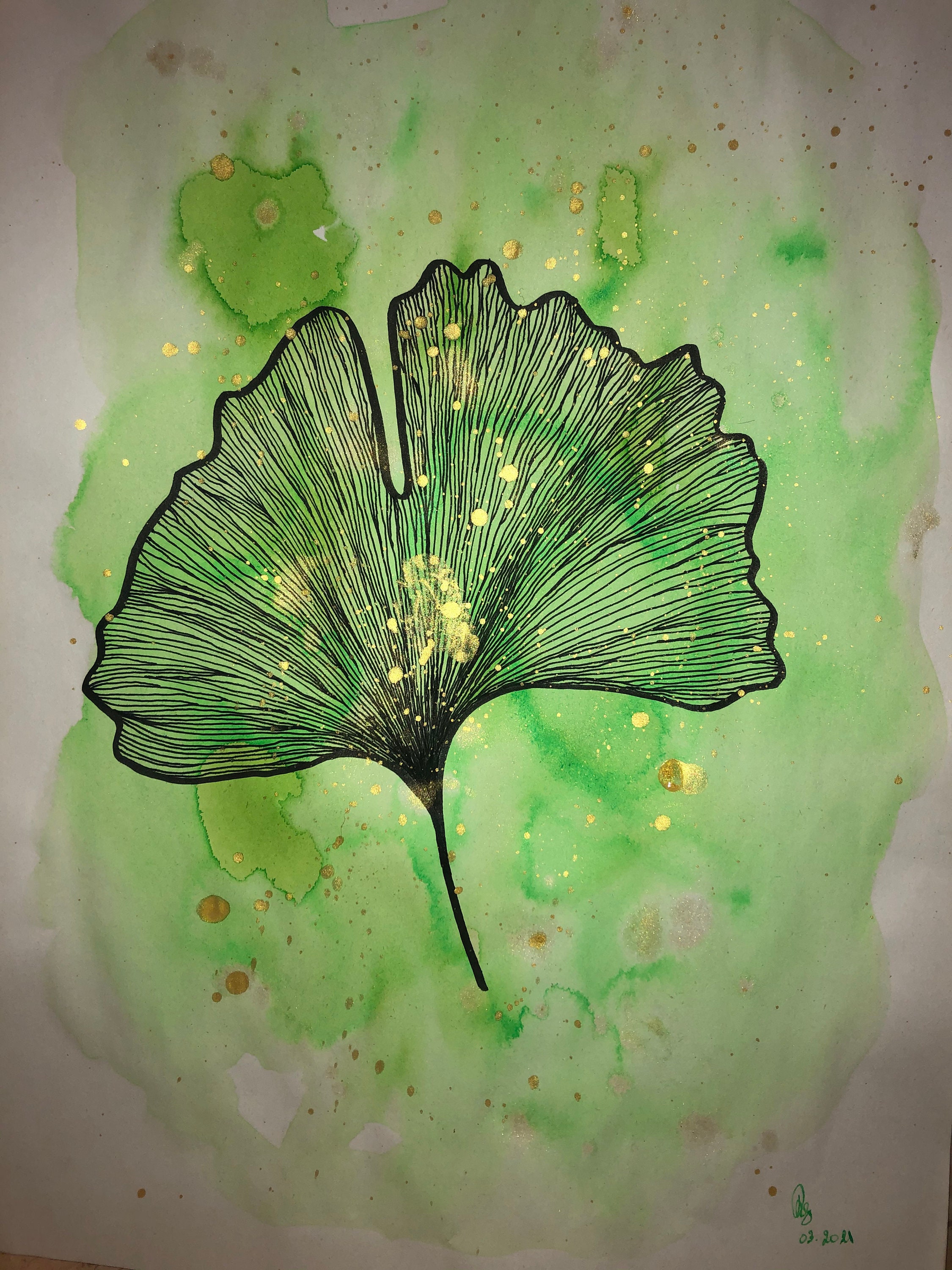 Gynko Leaf Ink Illustration - Etsy