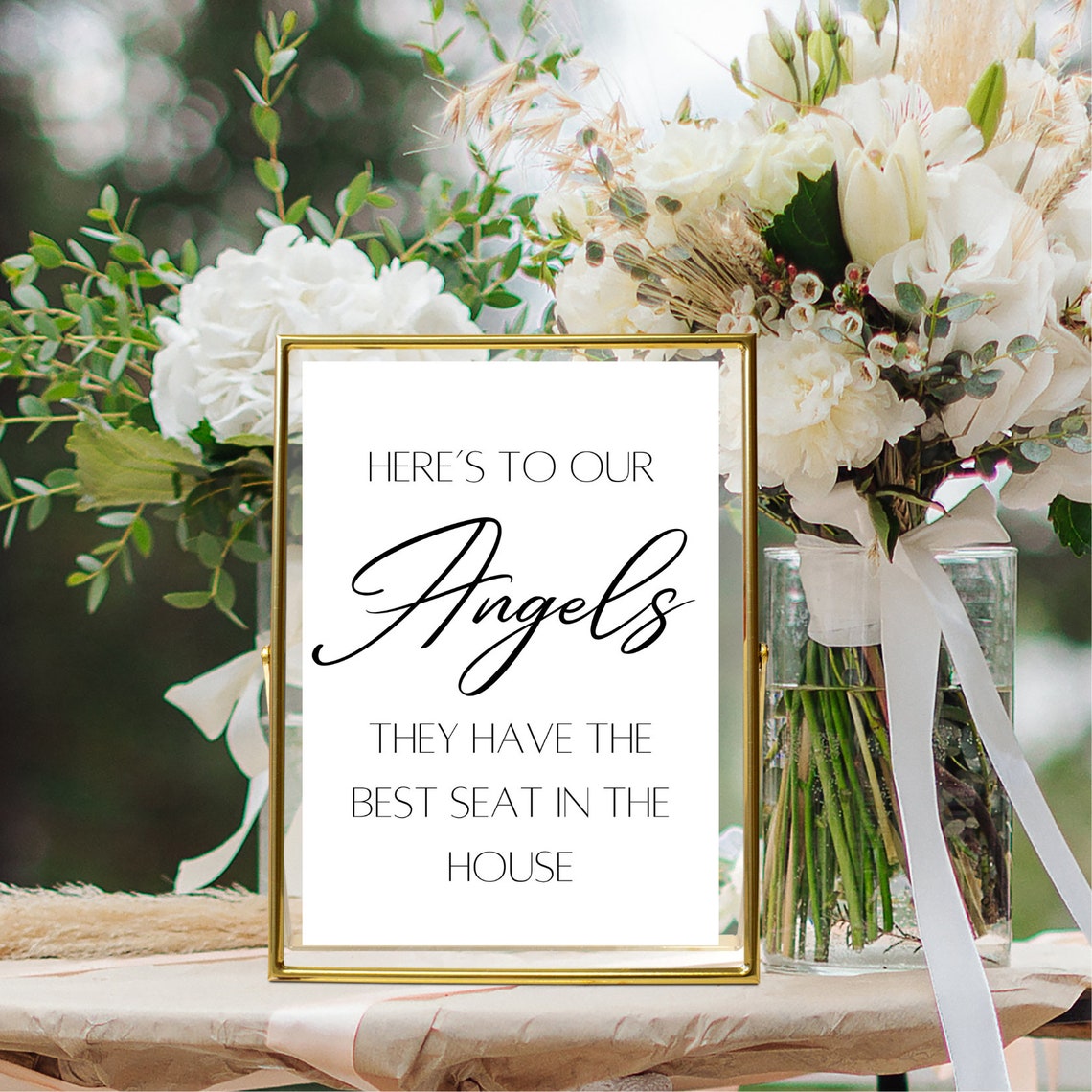 Minimalist Here's to Our Angels Sign, Memorial Sign, Wedding Memorial ...