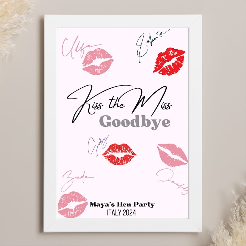 Printable Kiss the Miss Goodbye Sign Hen Party Kiss the Miss - Etsy