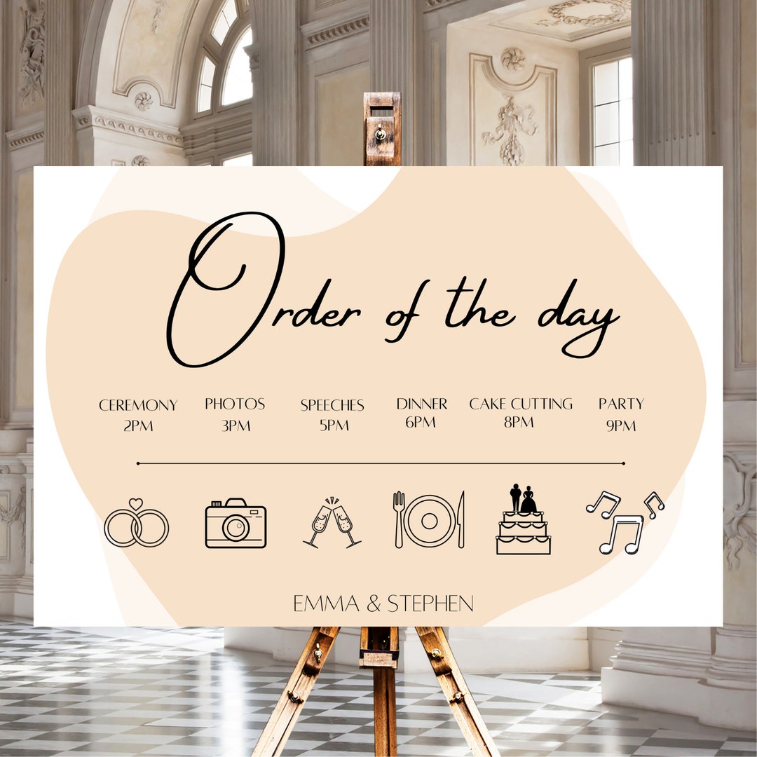 Order of the Day Wedding Template, Order of Service Sign, Wedding ...
