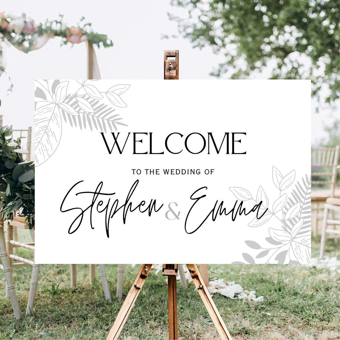 Minimalist Wedding Welcome Sign, Wedding Entrance Sign, Personalised ...
