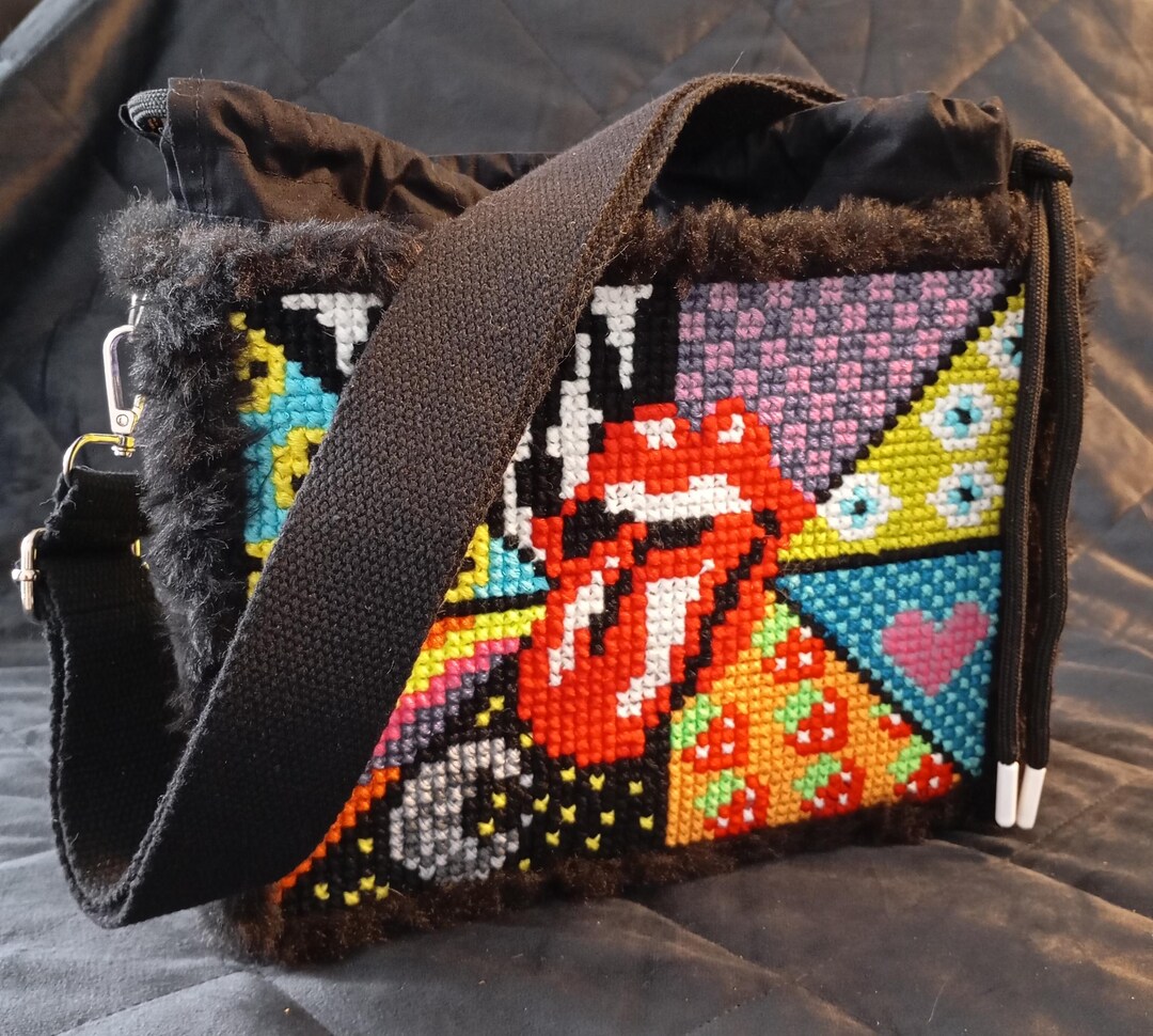 The Rolling Stones Embroidered Bag, 1970s Purse, Kitchy Handbag ...