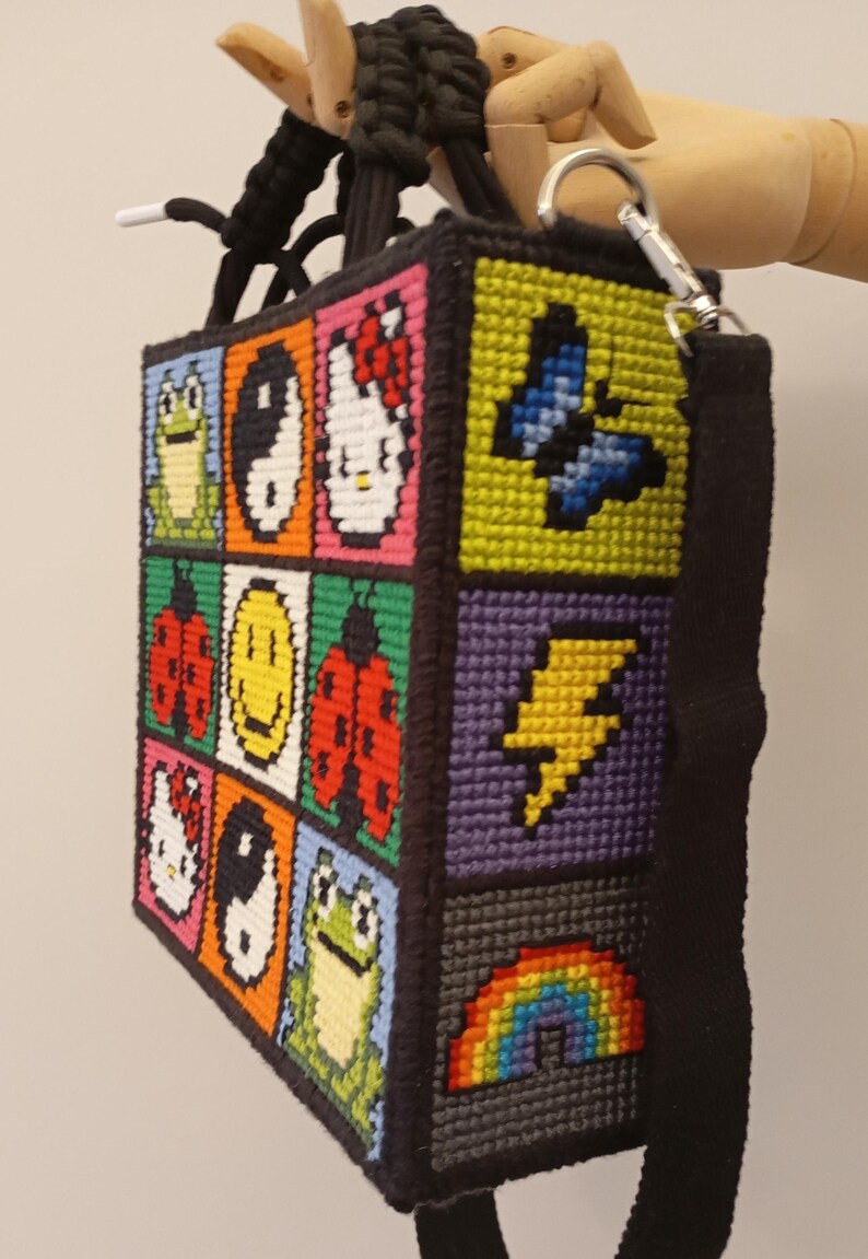 Colorful Cross Stitch Aesthetic Bag for Teenage Girls/ Hand Made Bag ...