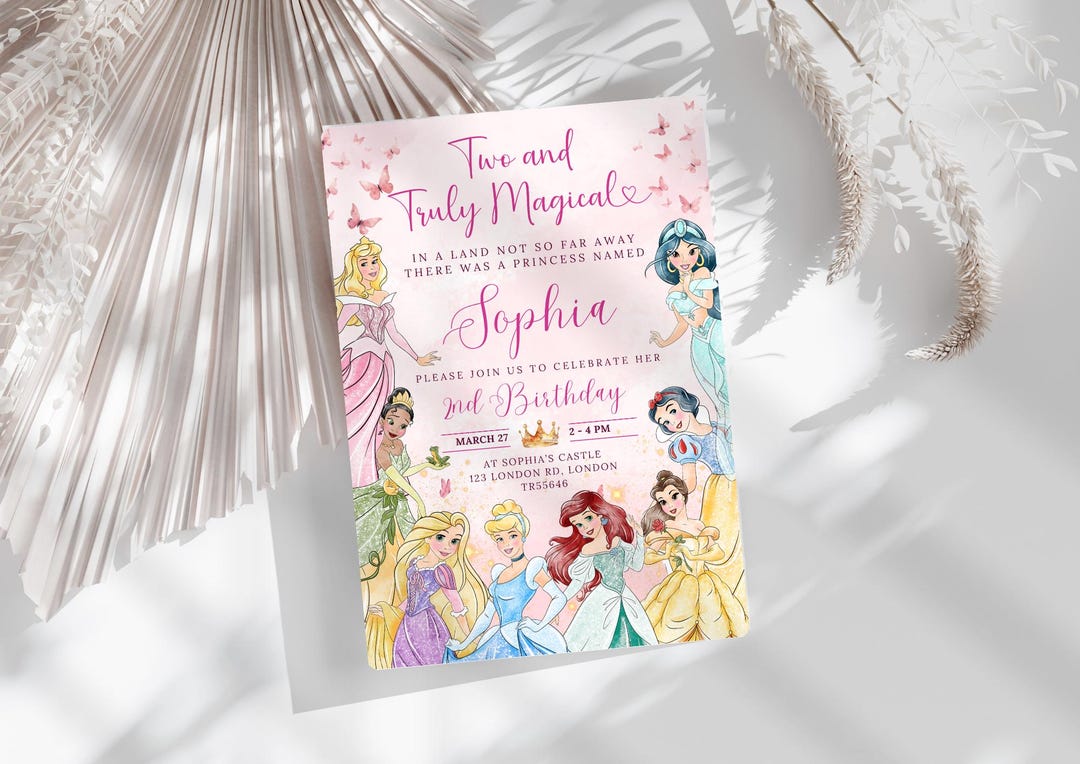 Editable 2nd Princess Birthday Invitation Pink Princess Invitation ...