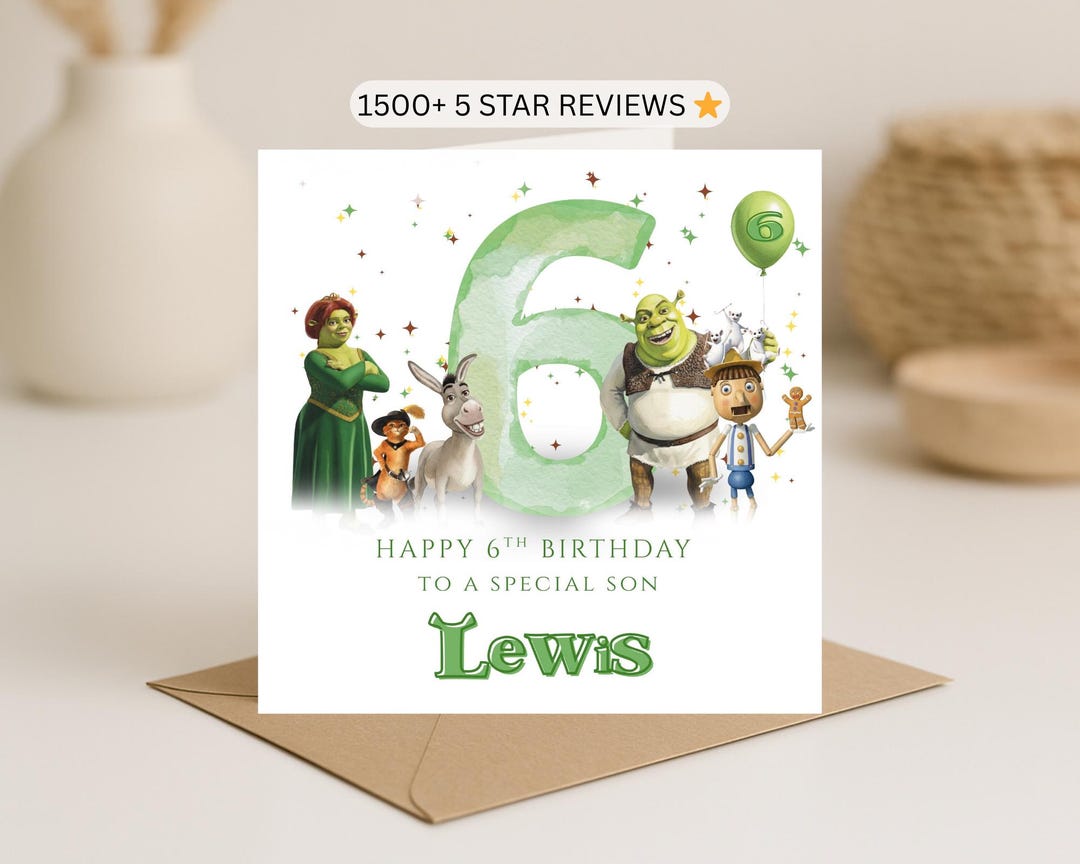 Personalised Shrek Birthday Card, Shrek Inspired Birthday Card, Card ...