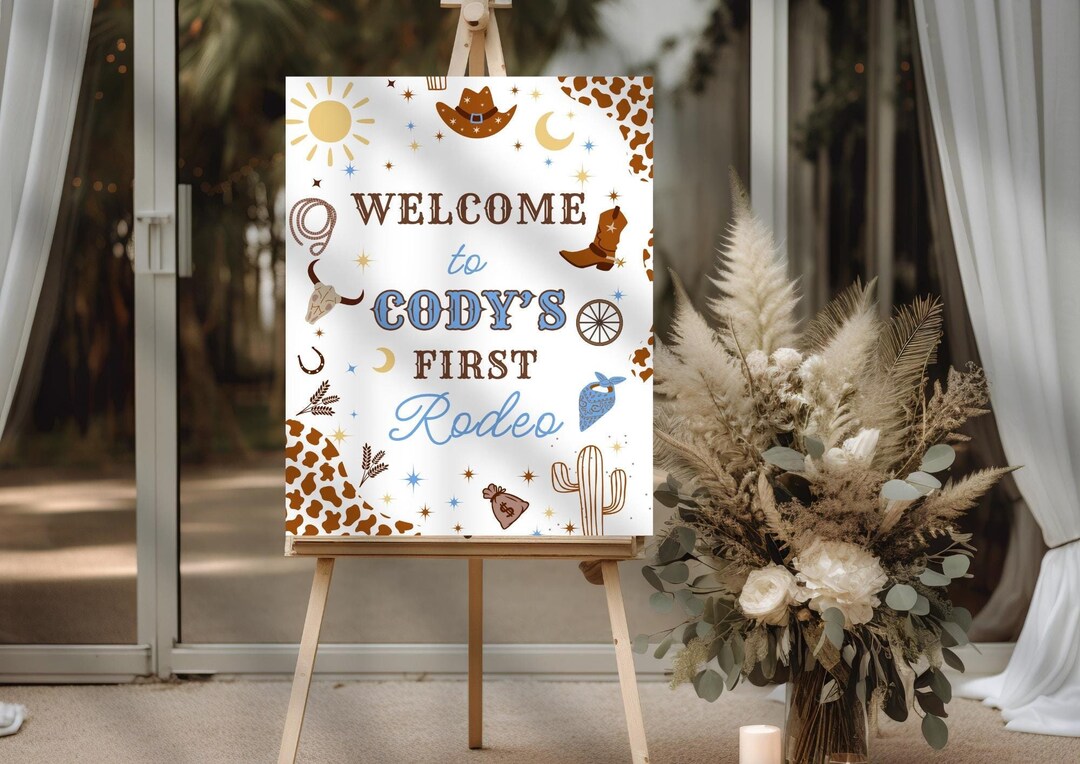 EDITABLE My First Rodeo Welcome Sign, Wild West Party Sign, Cowboys 1st ...