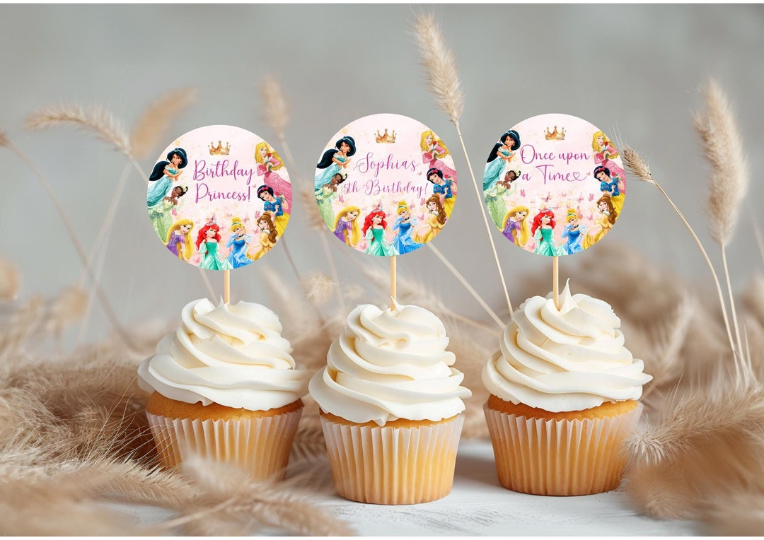 Editable Princess Cupcake Toppers Pink Princess Cake Topper Princess ...