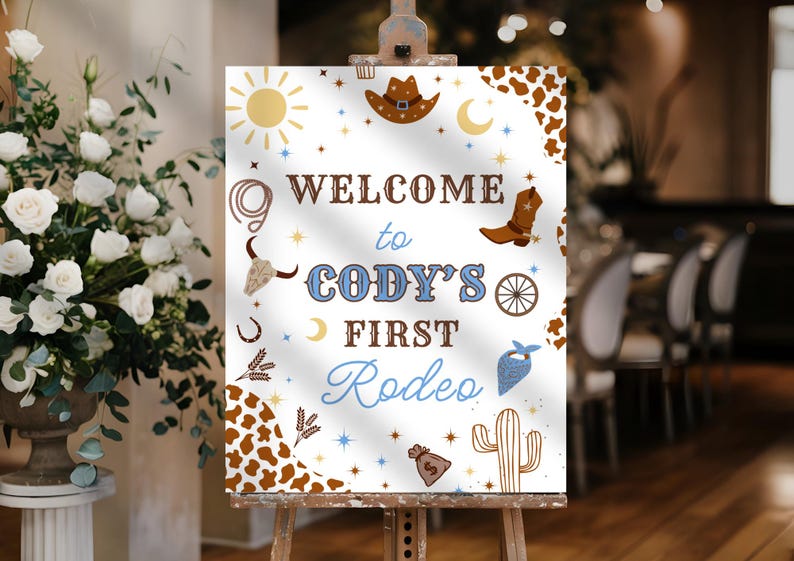 EDITABLE My First Rodeo Welcome Sign, Wild West Party Sign, Cowboys 1st ...