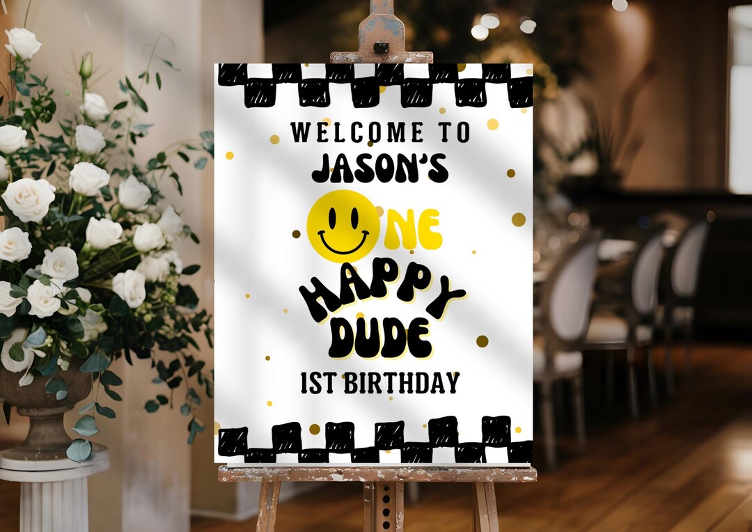 One Happy Dude Welcome Sign, Boys First Birthday Welcome Sign, Happy ...