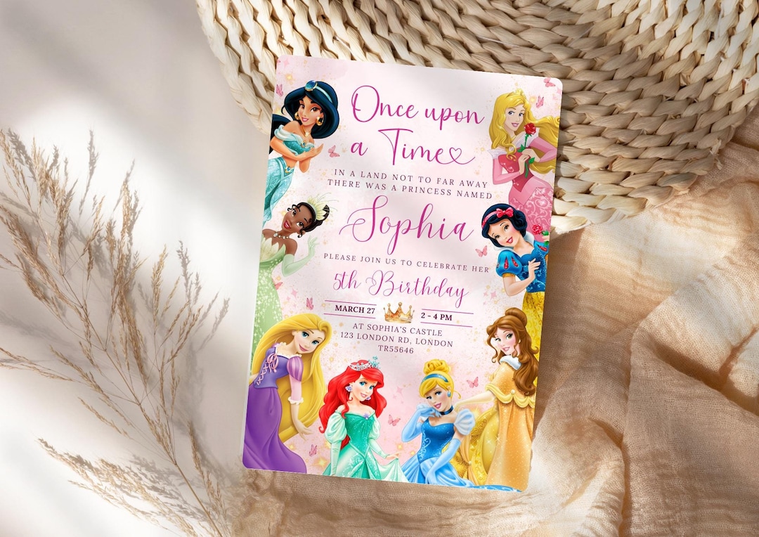 Editable Princess Birthday Invitation Party Invitation Girl Princesses ...