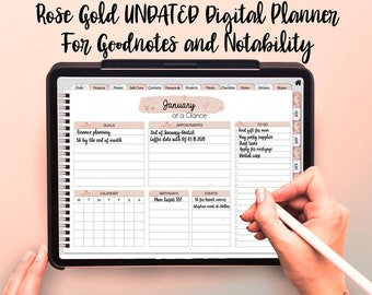 Rose Gold Digital Planner, Undated Digital Planner for Tablets ...