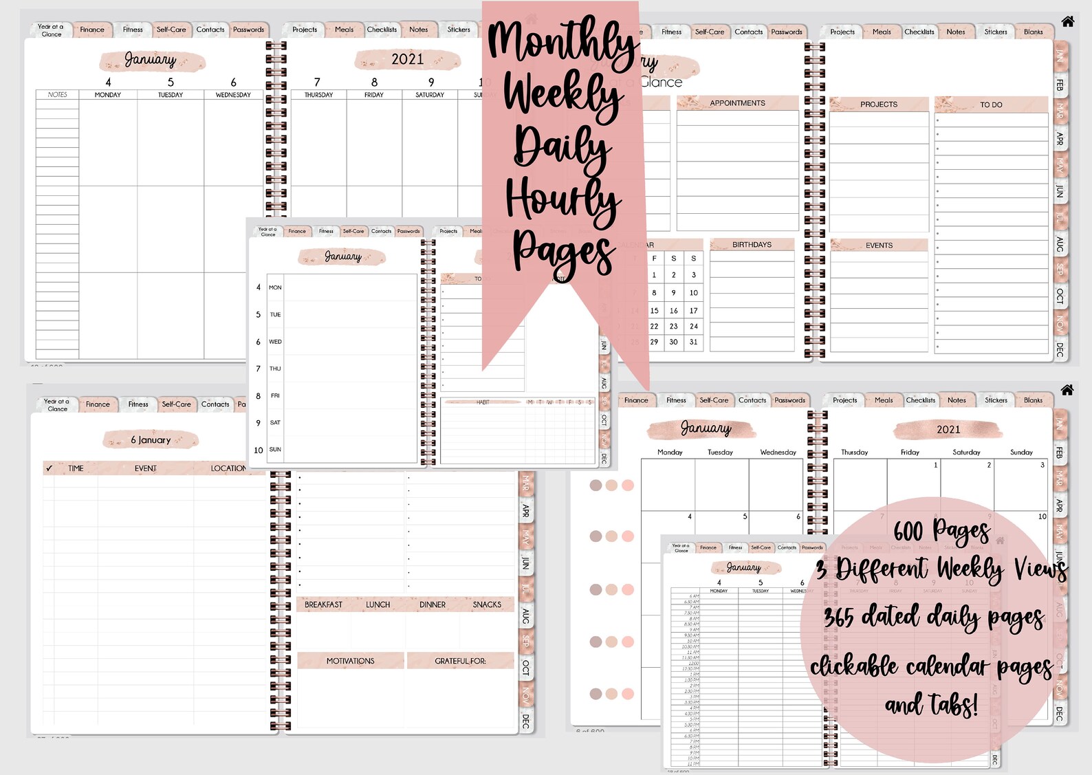 2021 Rose Gold Digital Planner 2021 Digital Planner for - Etsy