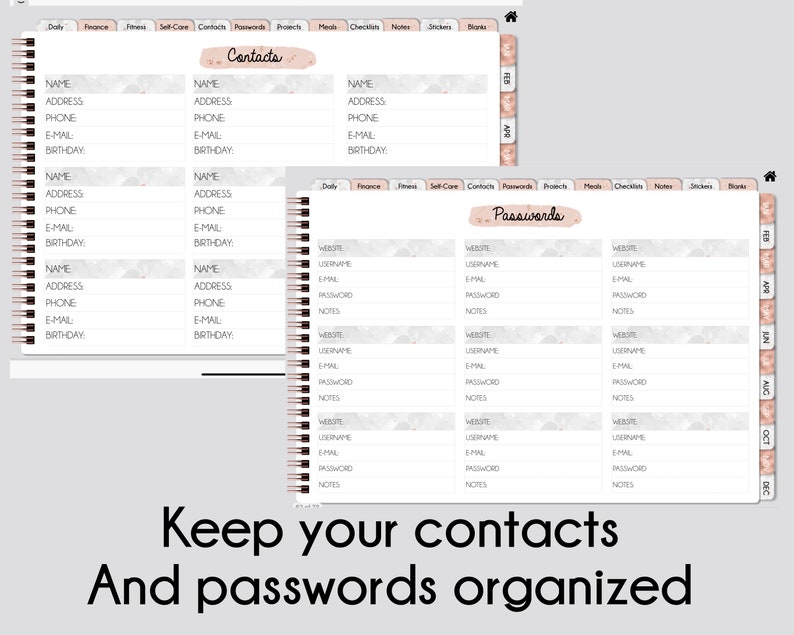 Rose Gold Digital Planner, Undated Digital Planner for Tablets ...