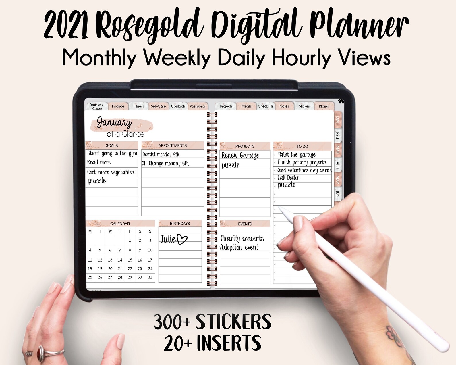 2021 Rose Gold Digital Planner, 2021 Digital Planner for Tablets, 2021 ...