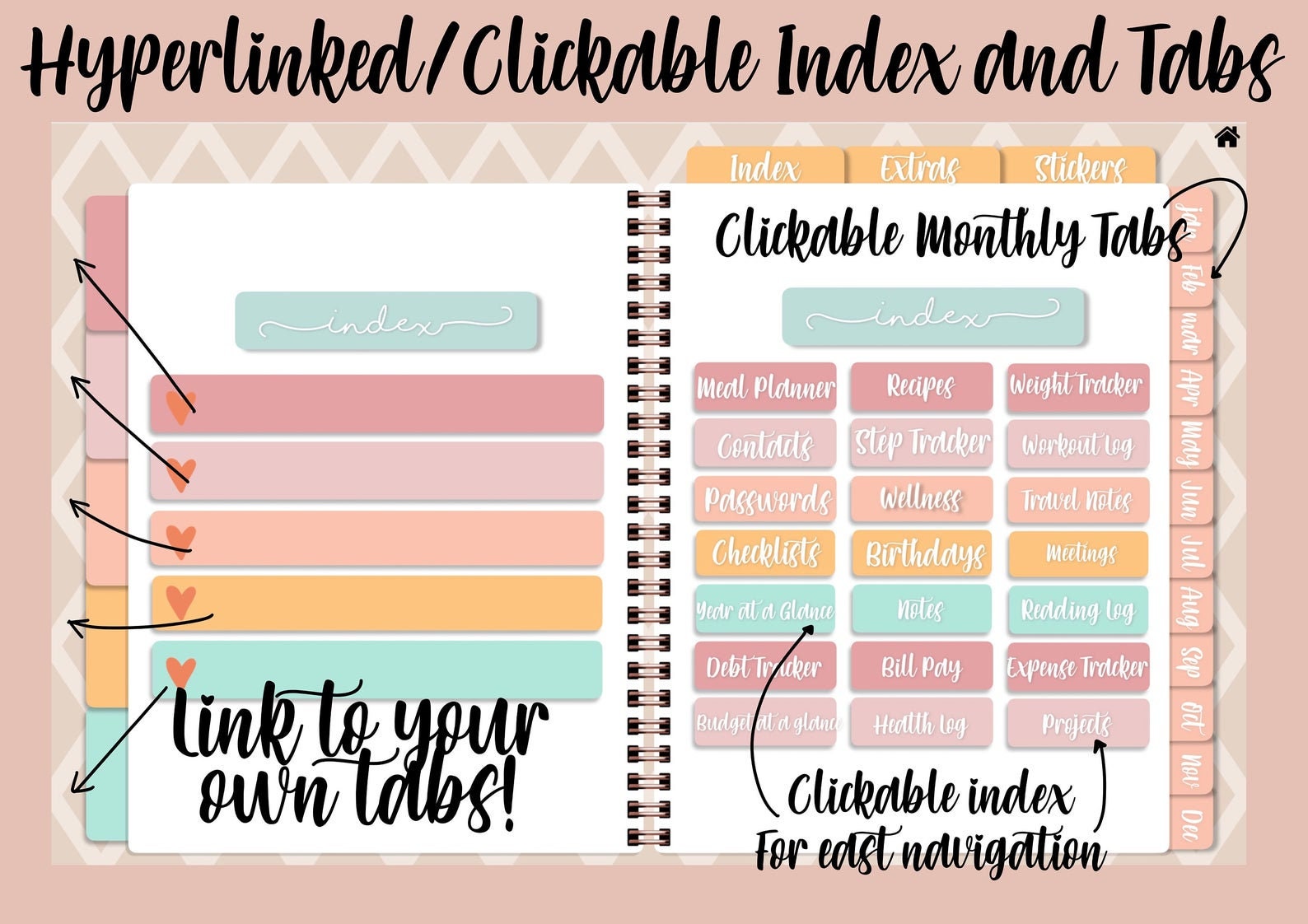 Undated Digital Planner With Custom Index Goodnotes Planner - Etsy