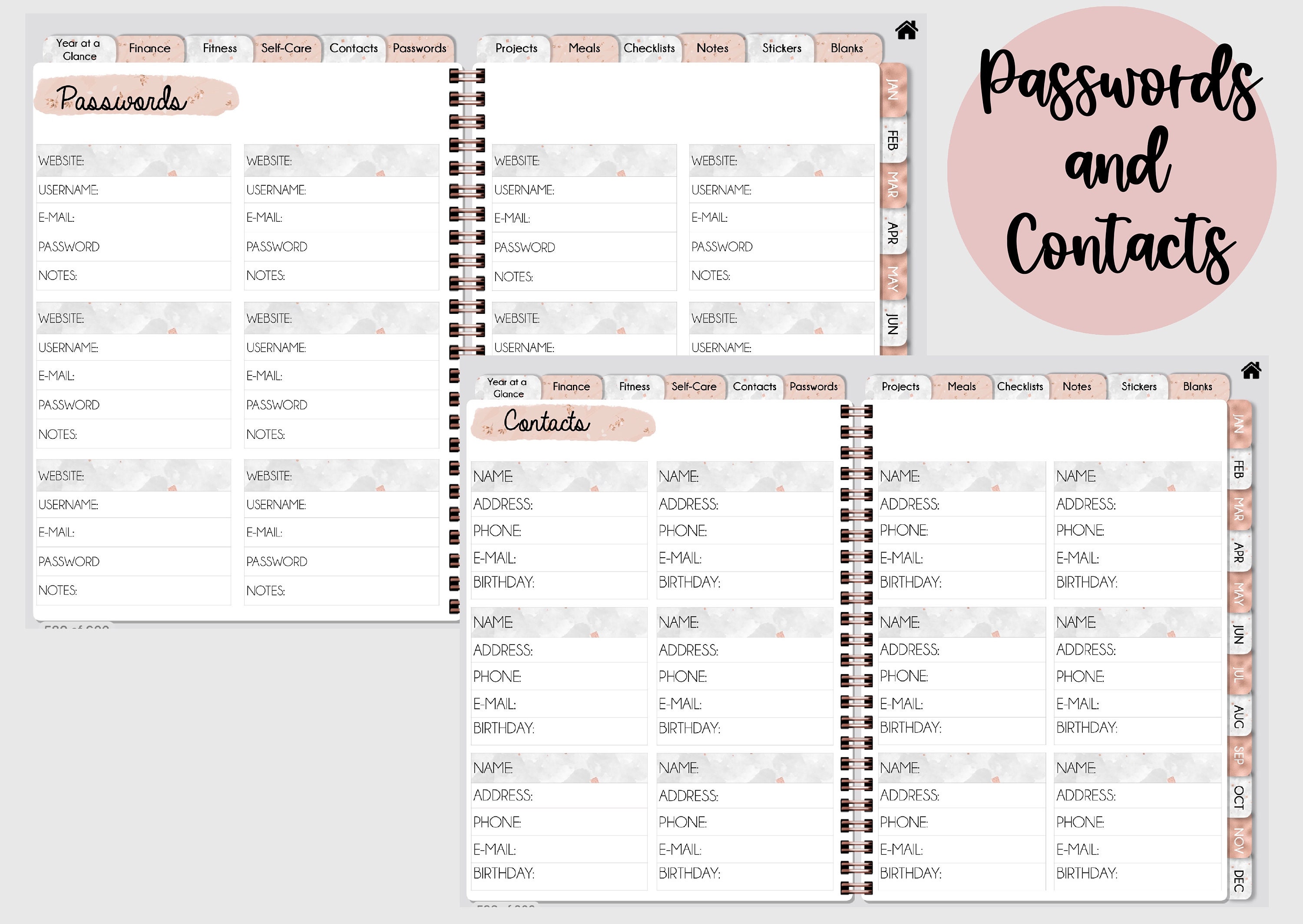 2021 Rose Gold Digital Planner, 2021 Digital Planner for Tablets, 2021 ...