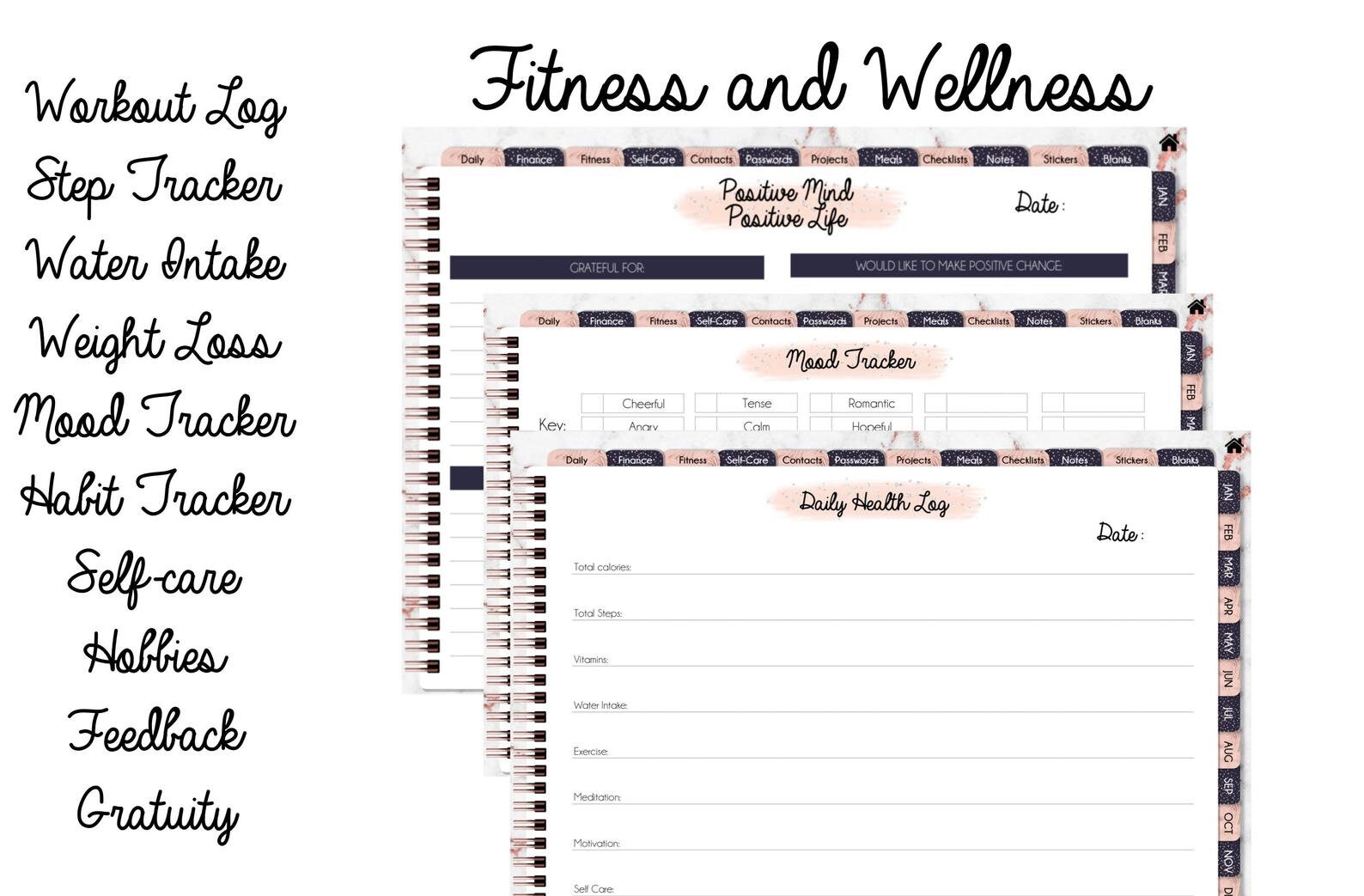 Navy and Rose Gold Digital Planner Undated Digital Planner | Etsy