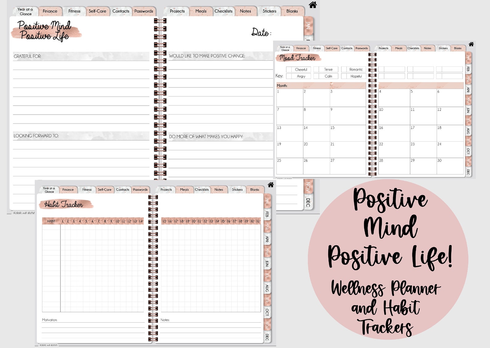 2021 Rose Gold Digital Planner, 2021 Digital Planner for Tablets, 2021 ...