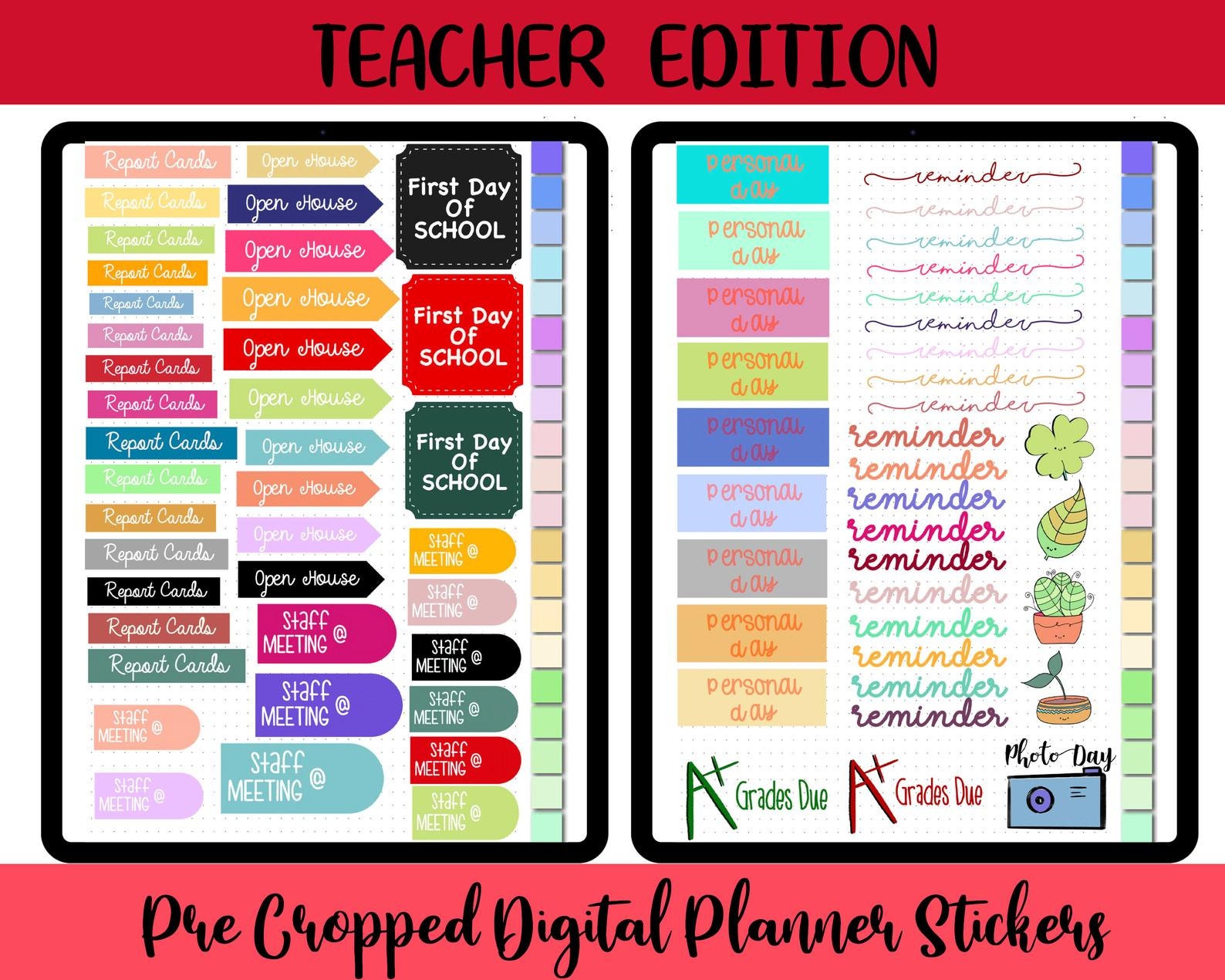 Digital Teacher Sticker Book, Digital Budget Stickers, Planner Sticker ...
