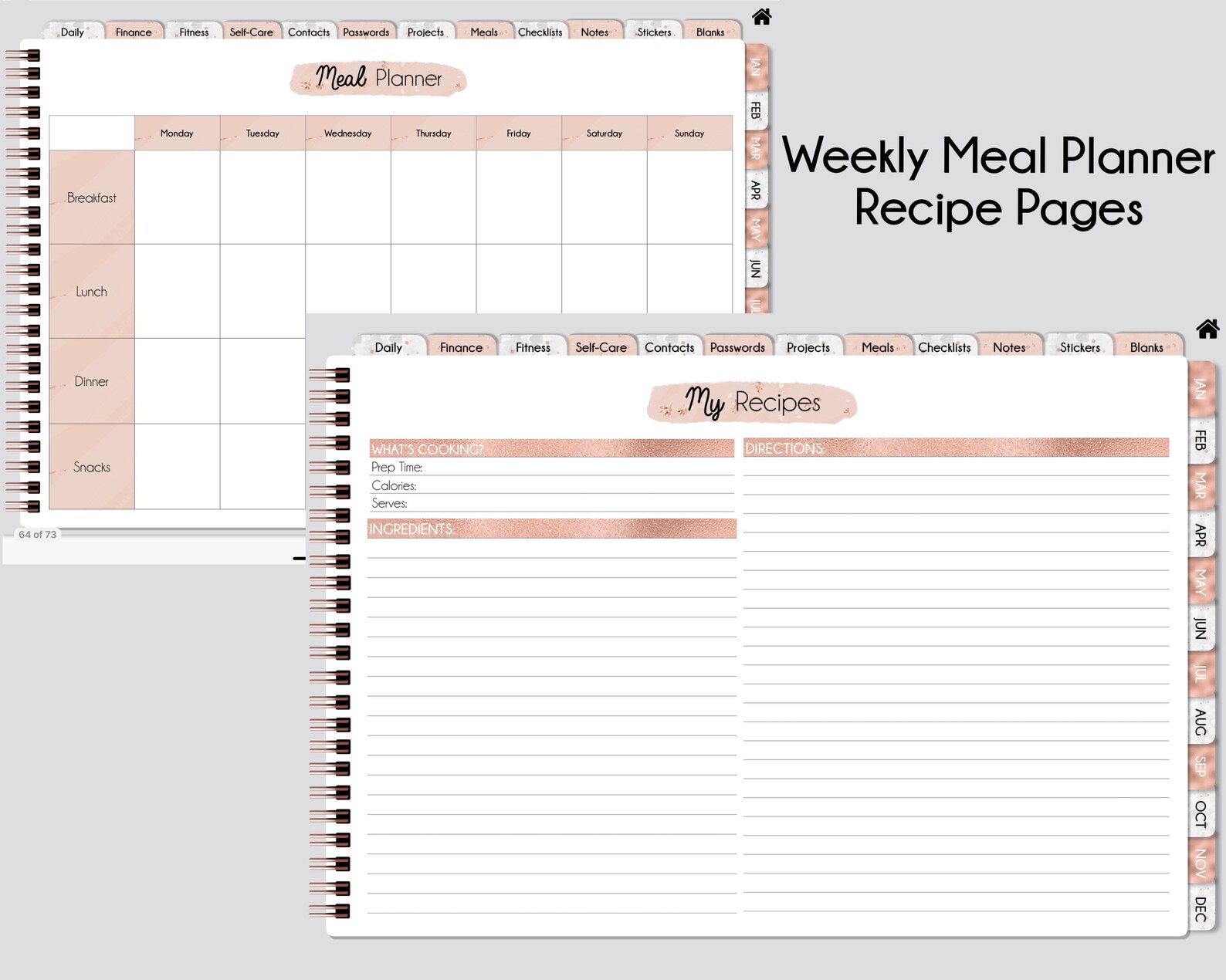 Rose Gold Digital Planner, Undated Digital Planner for Tablets ...