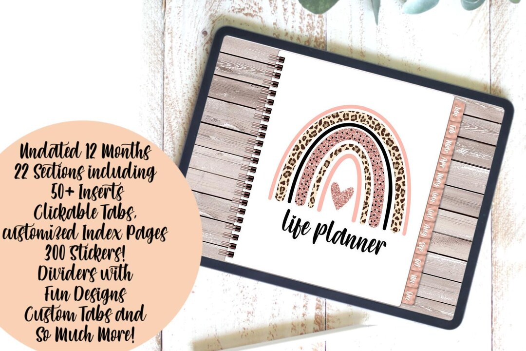 Leopard Print Digital Planner With Custom Index, Goodnotes Planner ...