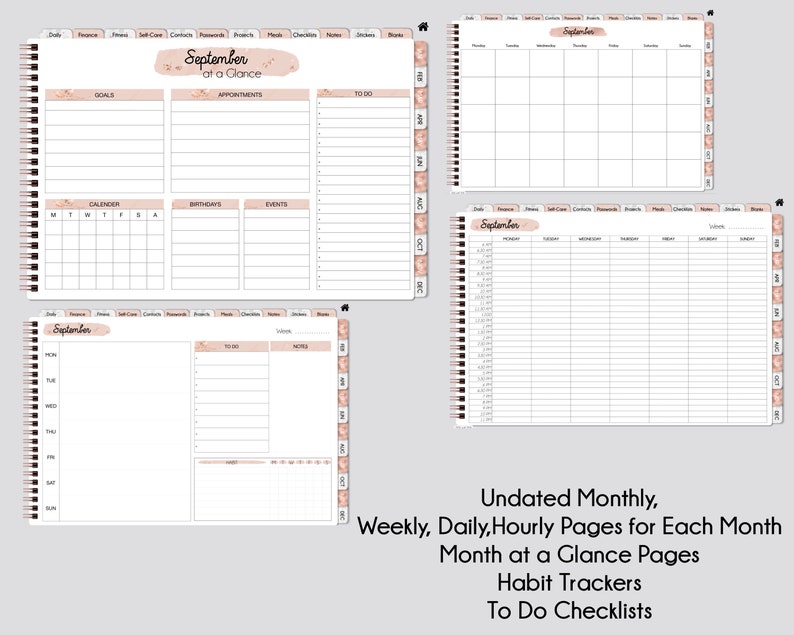 Rose Gold Digital Planner, Undated Digital Planner for Tablets ...