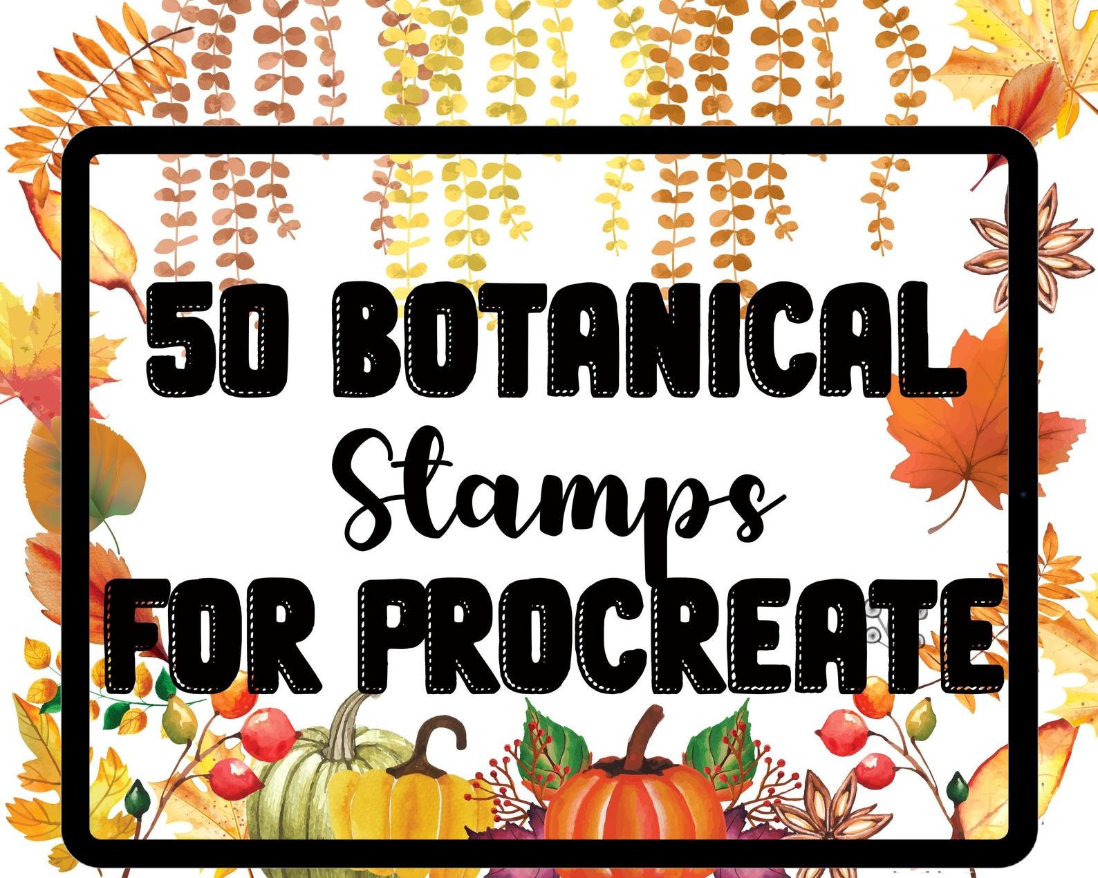 Drawing & Illustration Digital Stamps Procreate Pumpkin Stamps 40 Fall ...
