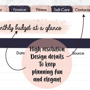 Navy and Rose Gold Digital Planner, Undated Digital Planner for Tablets ...