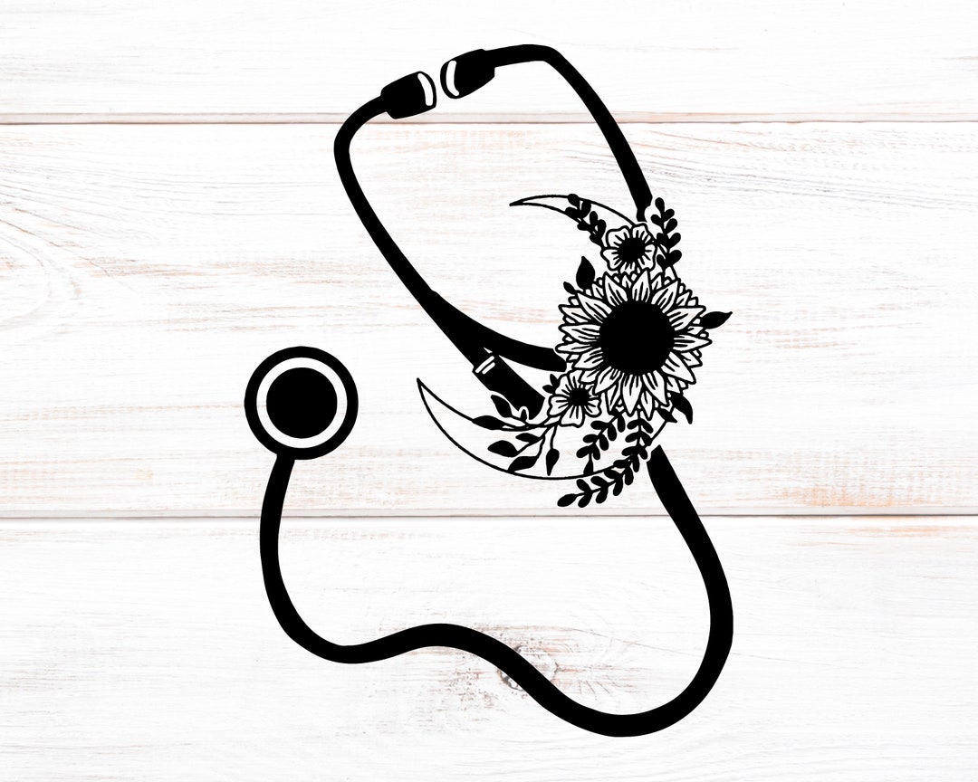Sunflower Nurse Stethoscope Svg Files for Cricut Cameo, Nurse Shirt ...
