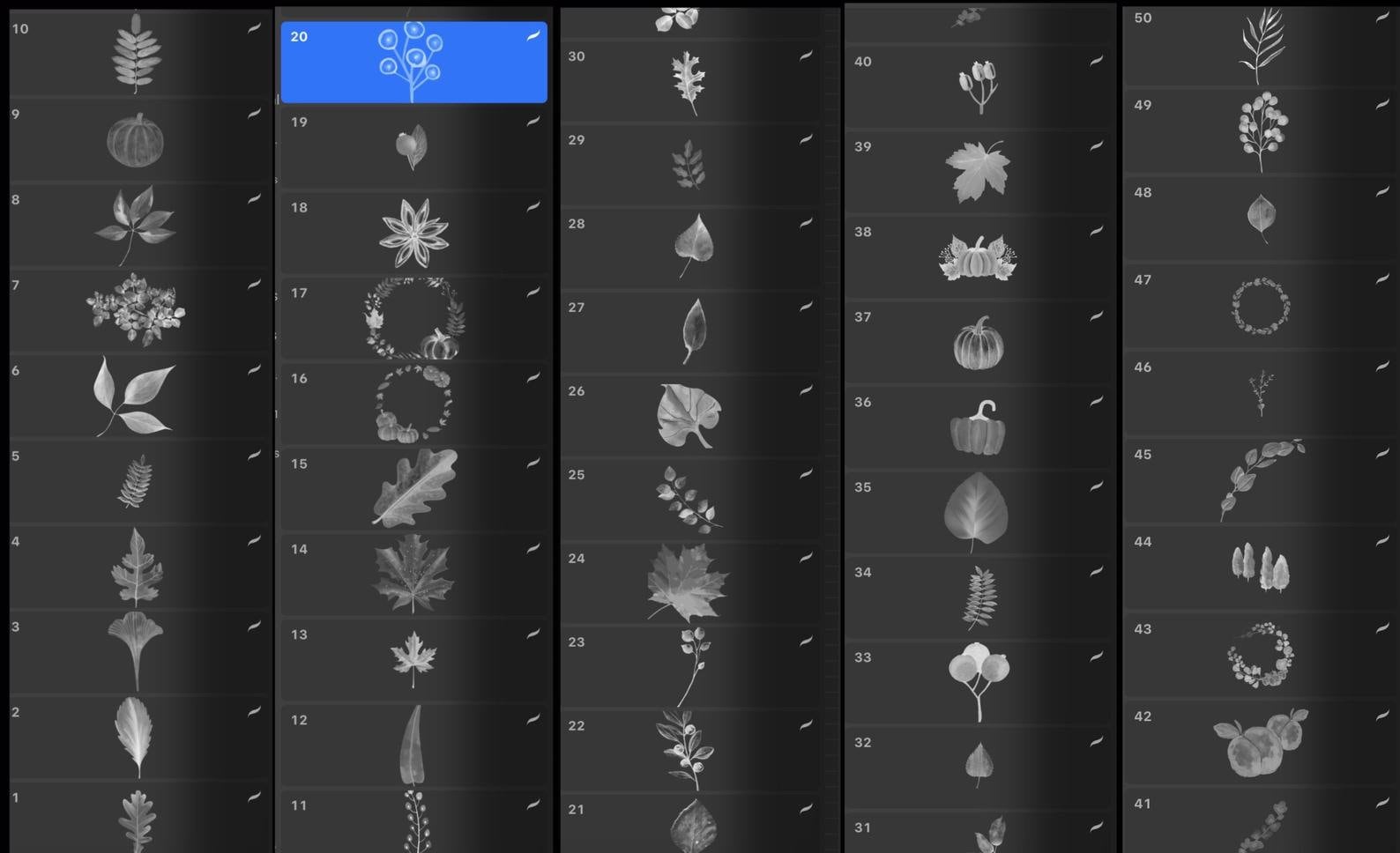 Procreate Fall Stamp Kit Botanical Brush Set Procreate | Etsy