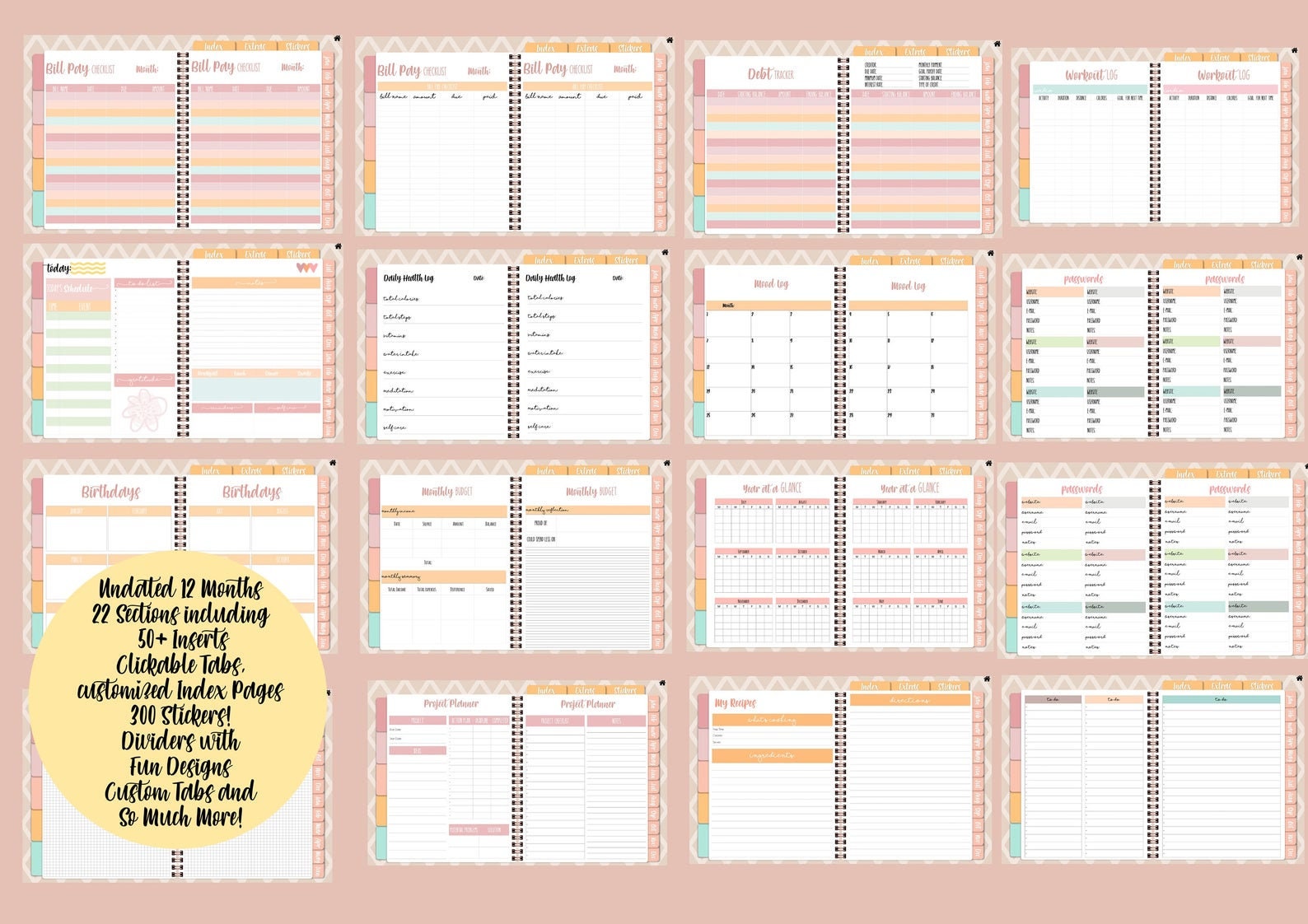 Undated Digital Planner With Custom Index Goodnotes Planner - Etsy