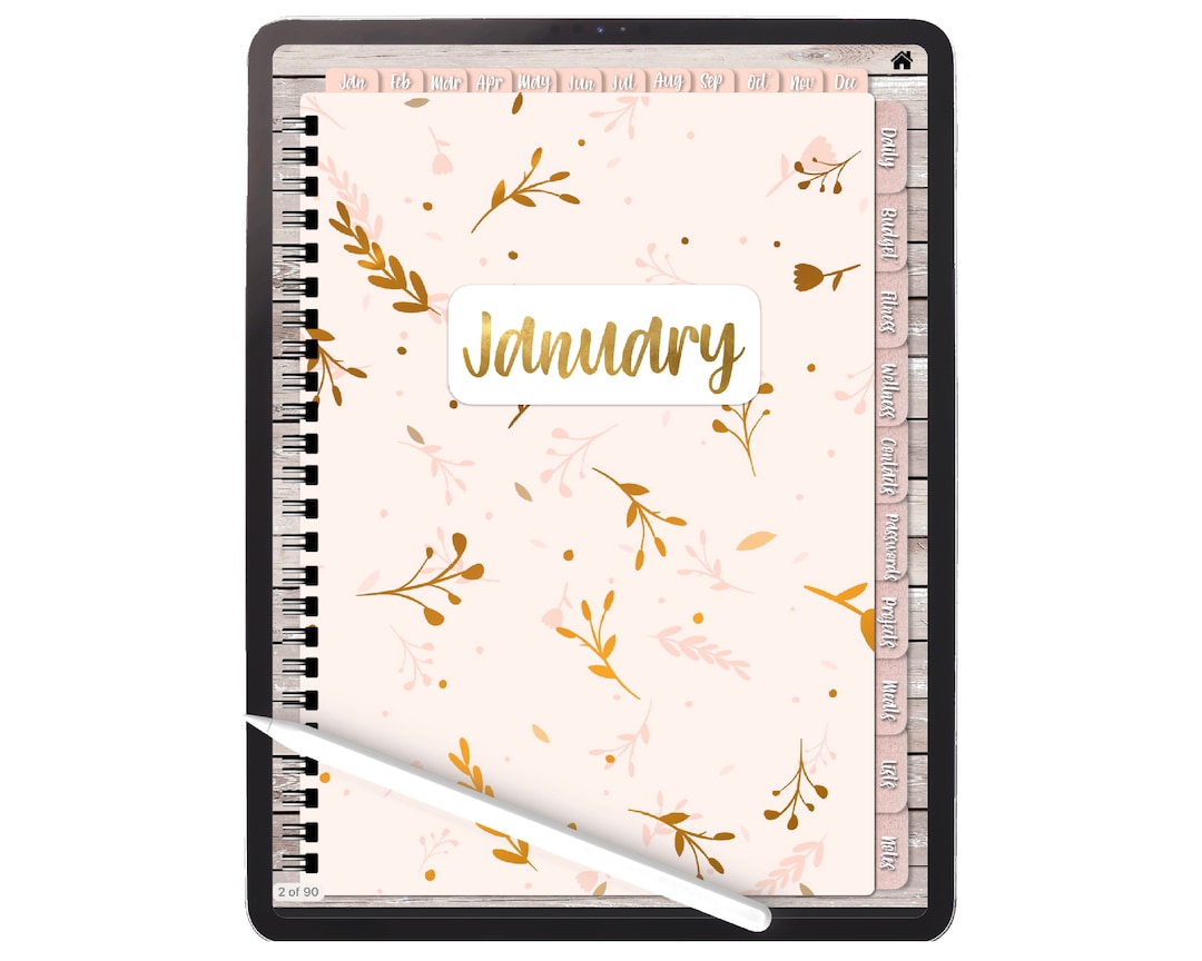 Gold and Rose Gold Digital Planner, Undated Digital Planner for Tablets ...