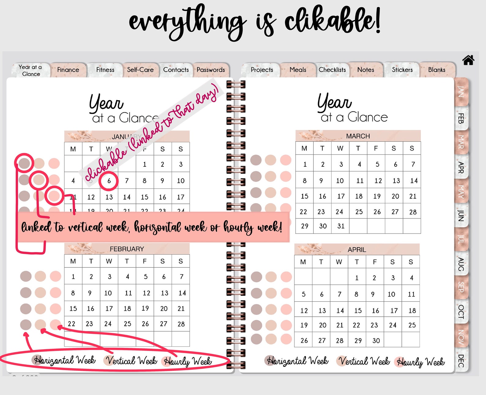 2021 Rose Gold Digital Planner 2021 Digital Planner for - Etsy