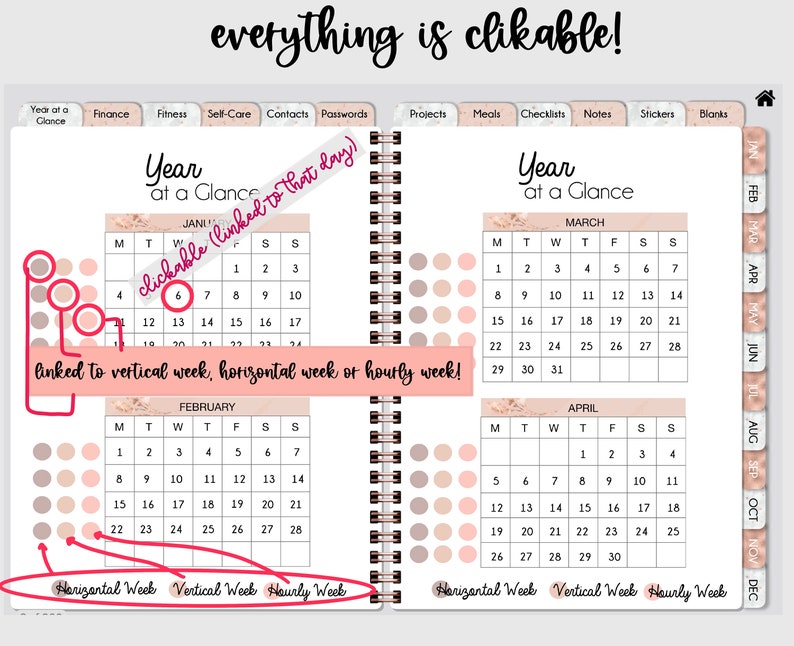 2021 Rose Gold Digital Planner 2021 Digital Planner for | Etsy