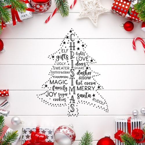 Christmas Tree Word Art Svg Png File for Cricut Christmas - Etsy