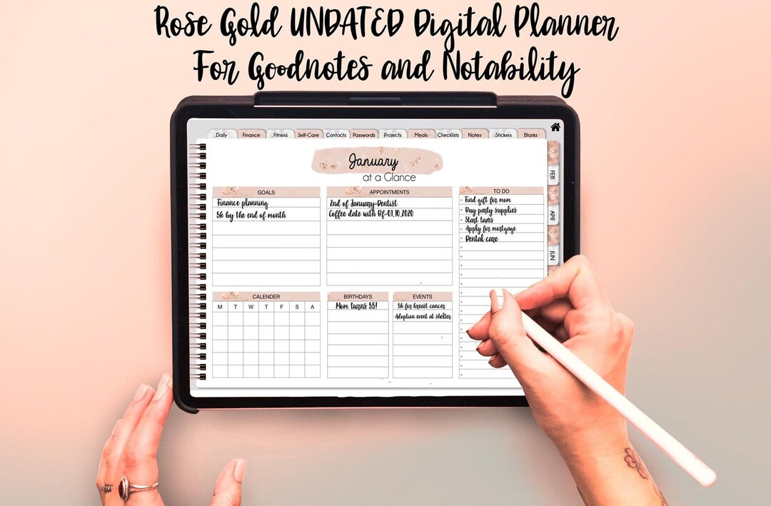 Rose Gold Digital Planner, Undated Digital Planner for Tablets ...