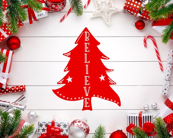 Believe Christmas Tree Svg Png File for Cricut Christmas Svg | Etsy