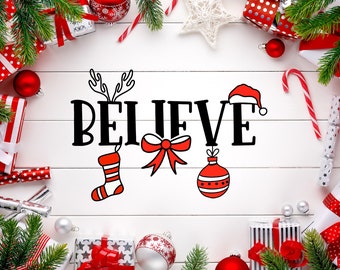 Christmas Svg Believe Svg Santa Hat Svg Dxf Eps Png - Etsy