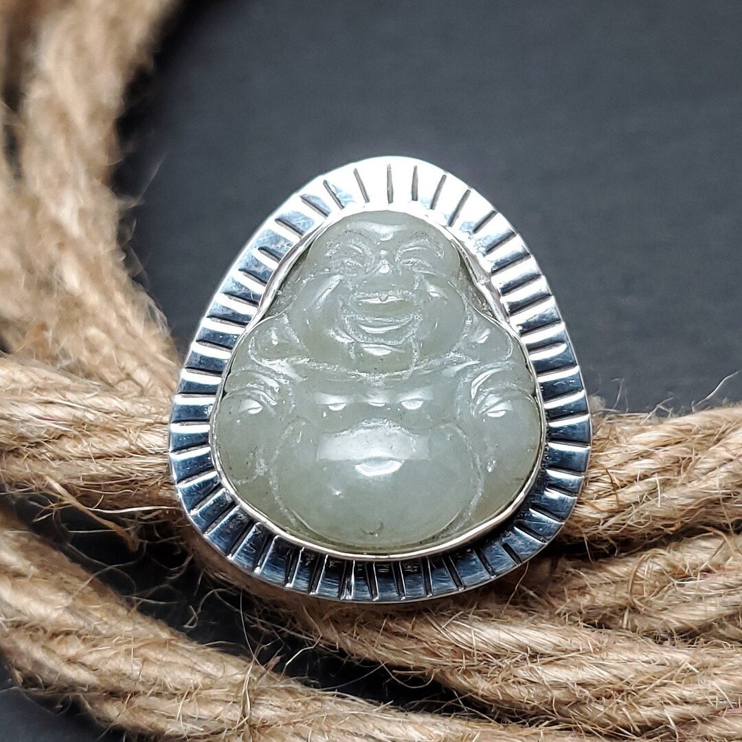 Buda Ring, 950 Sterling Silver, Jade Ring, Jade Buda Ring, Adjustable ...