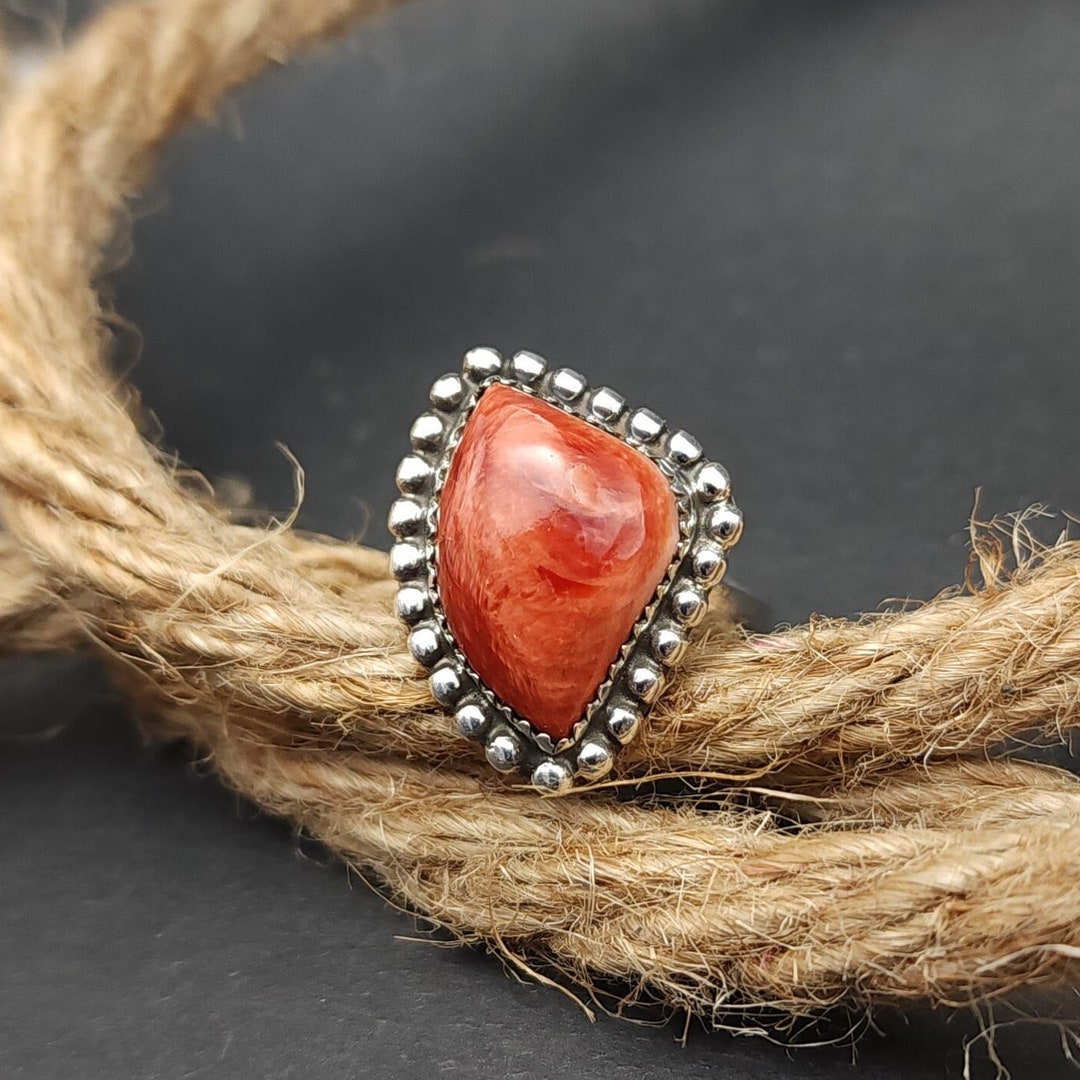 Spiny Oyster Ring, 925 Sterling Silver, Handmade, Adjustable Ring ...