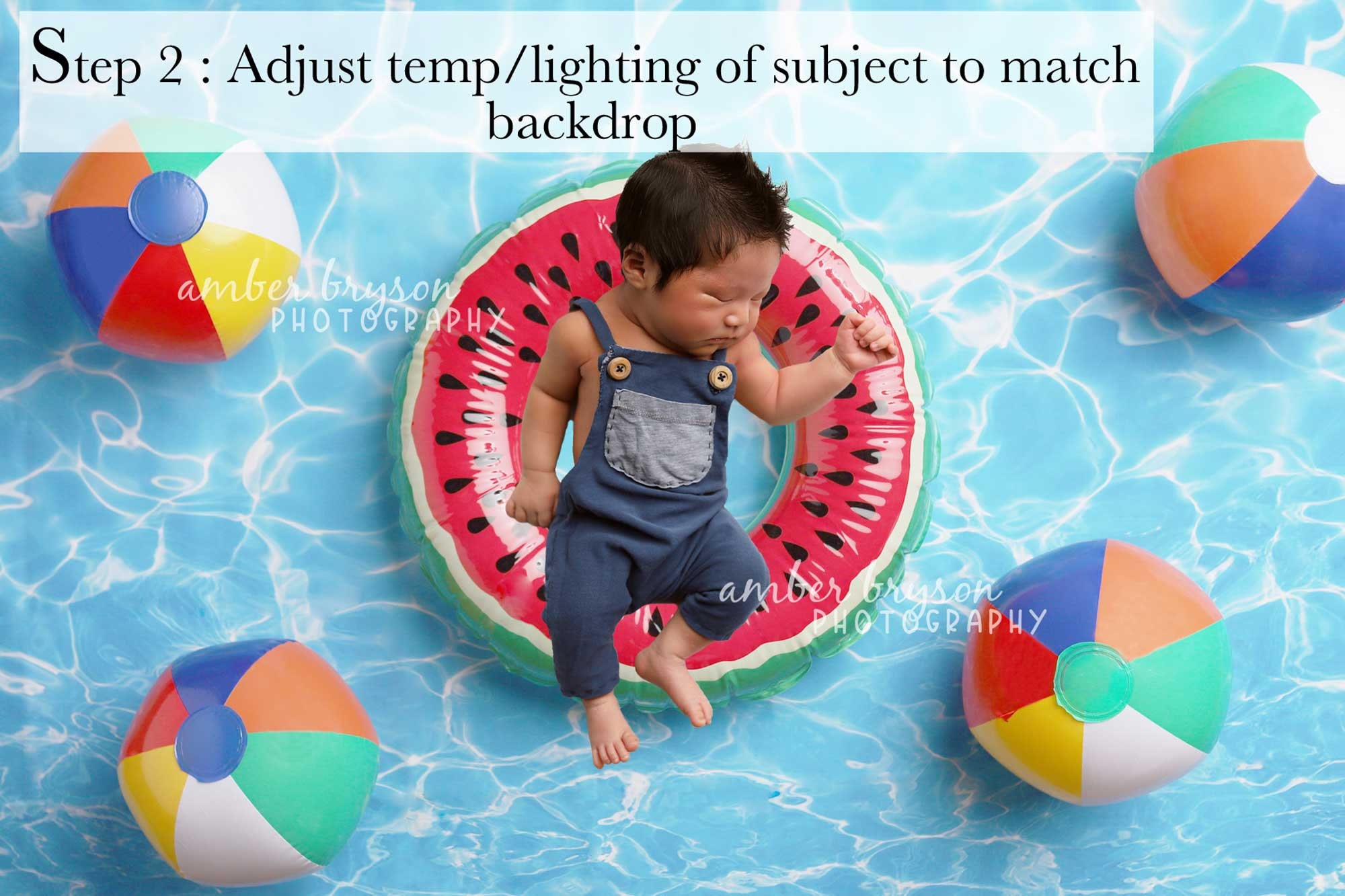 Newborn Digital Backdrop, Summer Baby, Pool, Newborn Prop, Digital ...