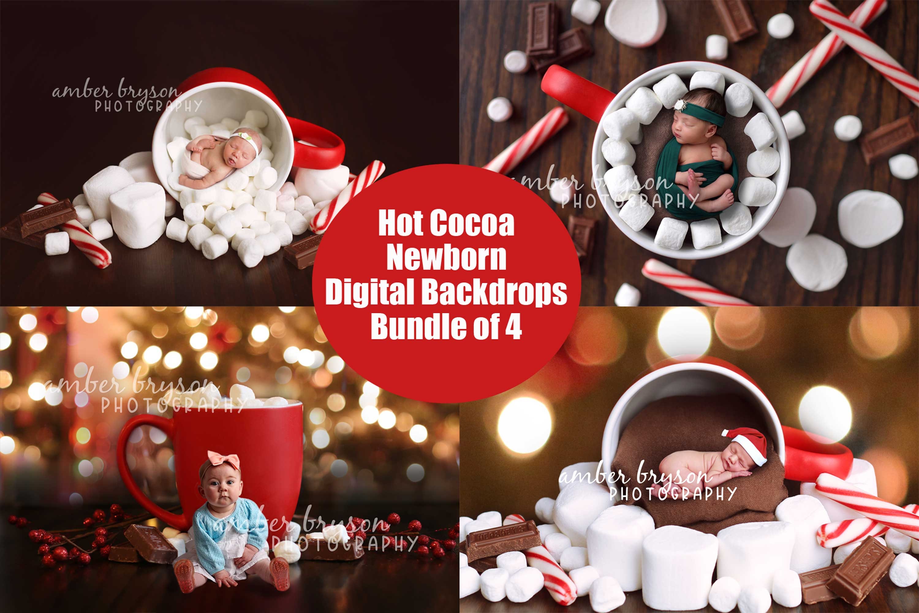 Newborn Christmas Backdrop Bundle, Hot Cocoa Backdrop, Newborn Photo ...