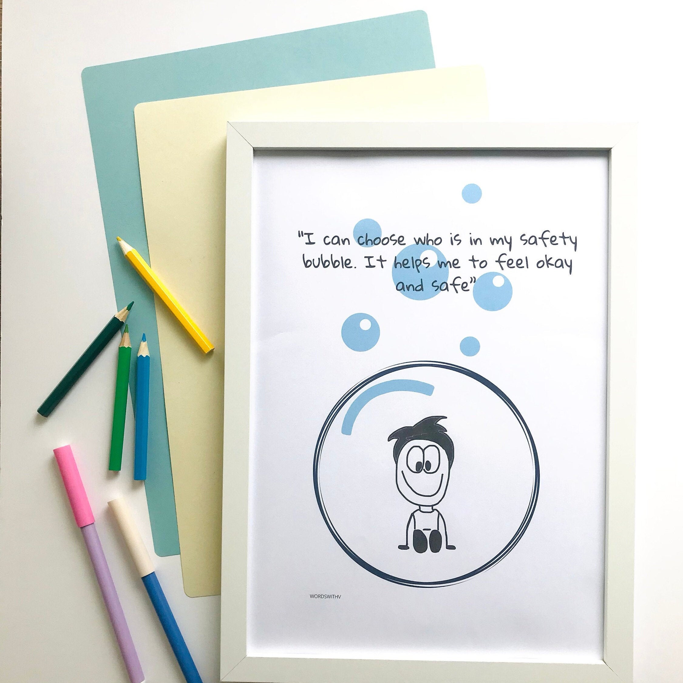 Safety Kids Art Print Stick Figure Illustration Cute Art | Etsy