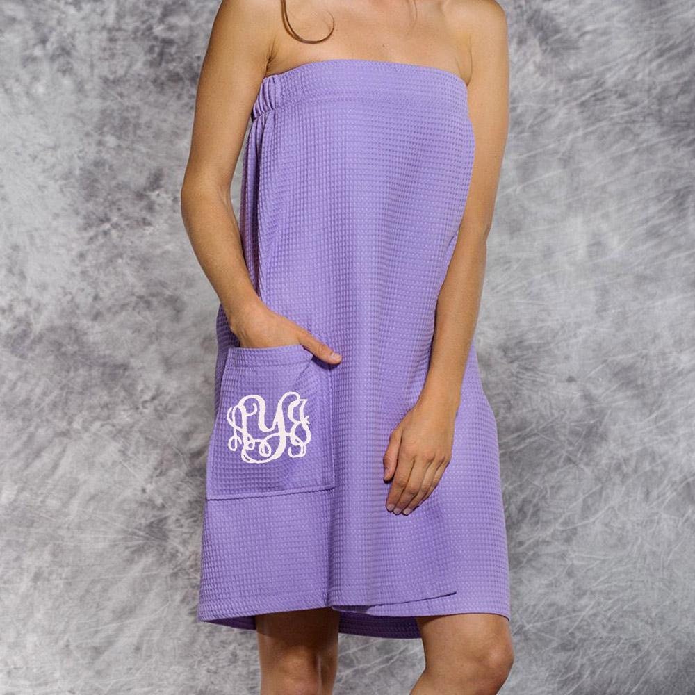 Exclusive Sale Monogram Waffle Bath Wrap Towels With Pocket - Etsy