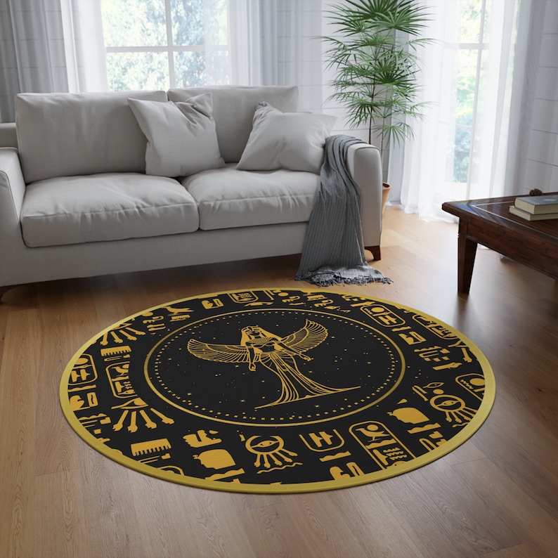 Egyptian Goddess Meditation / Ritual Rug, Round Rug, Meditation and ...