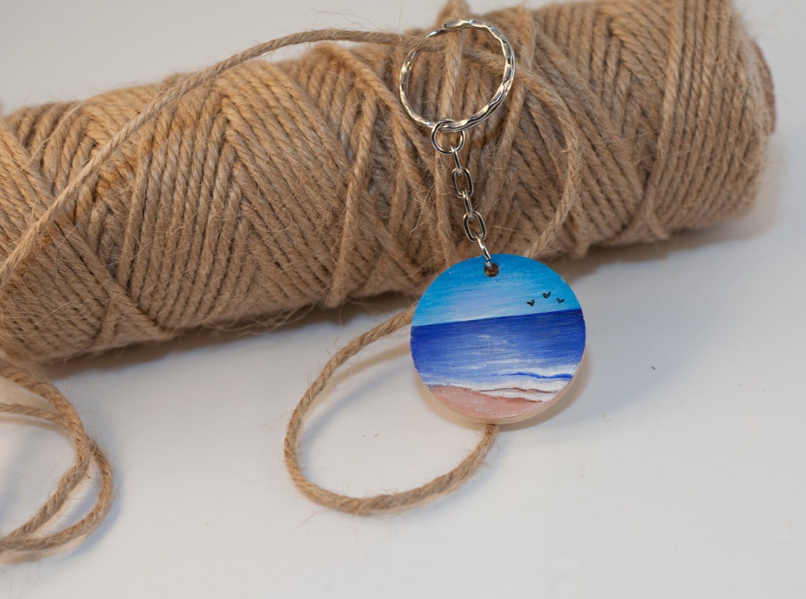 Hand Painted Ocean Keychain Seascape Keychain Beach House - Etsy UK
