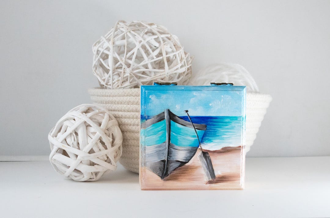 Hand Painted Boat Keepsake Box: Beach Coastal Decor - Etsy