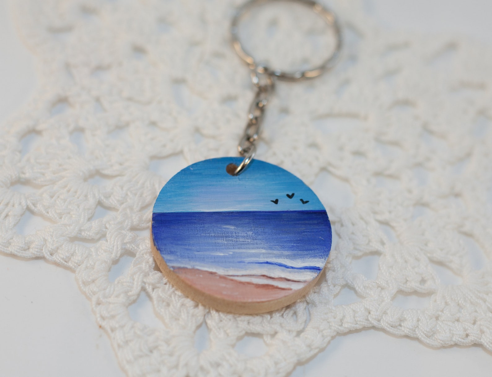 Hand painted ocean keychain Seascape keychain Beach house | Etsy