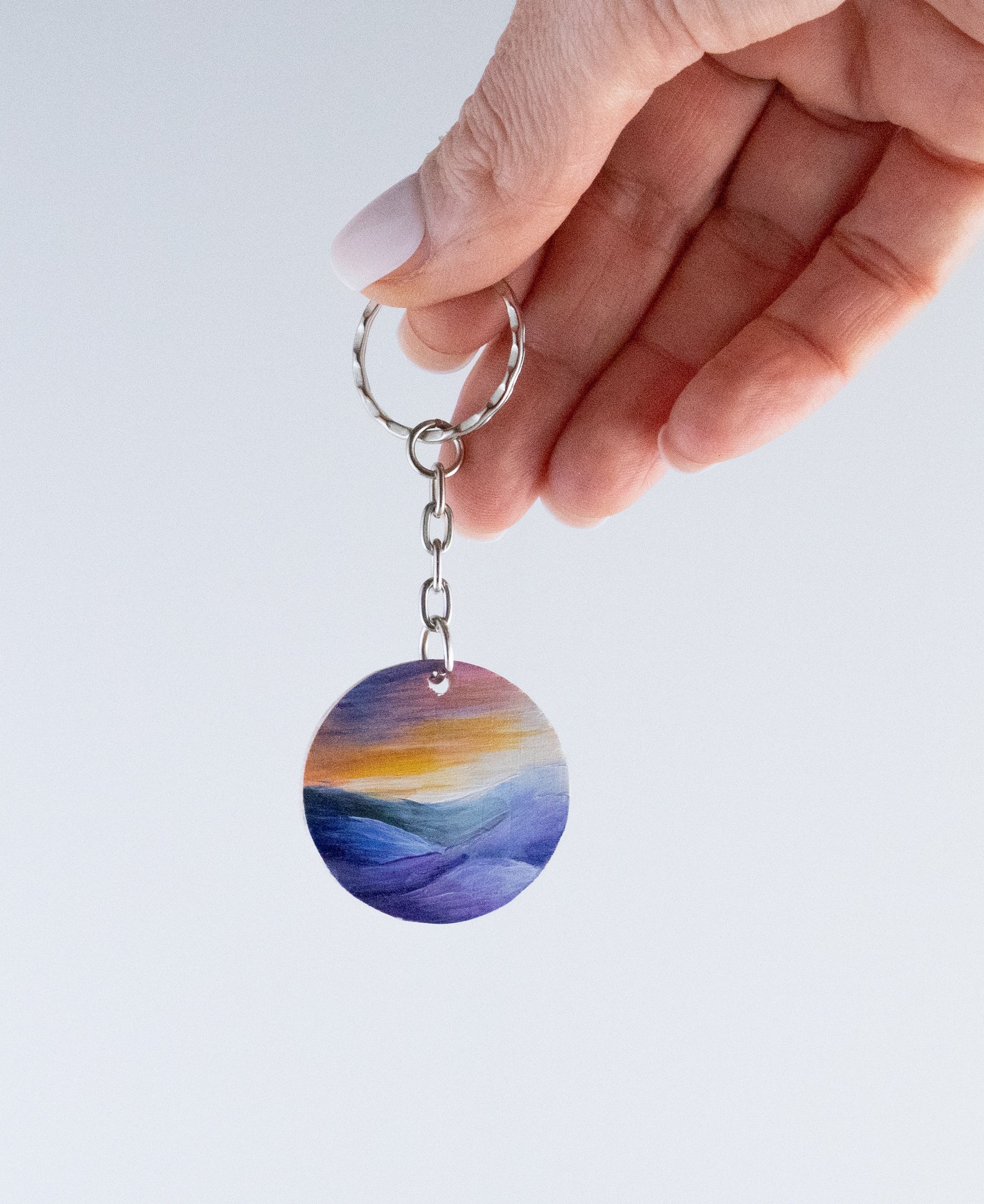 Landscape Keychain Hand Painted Wooden Keyring Mountains Bag | Etsy