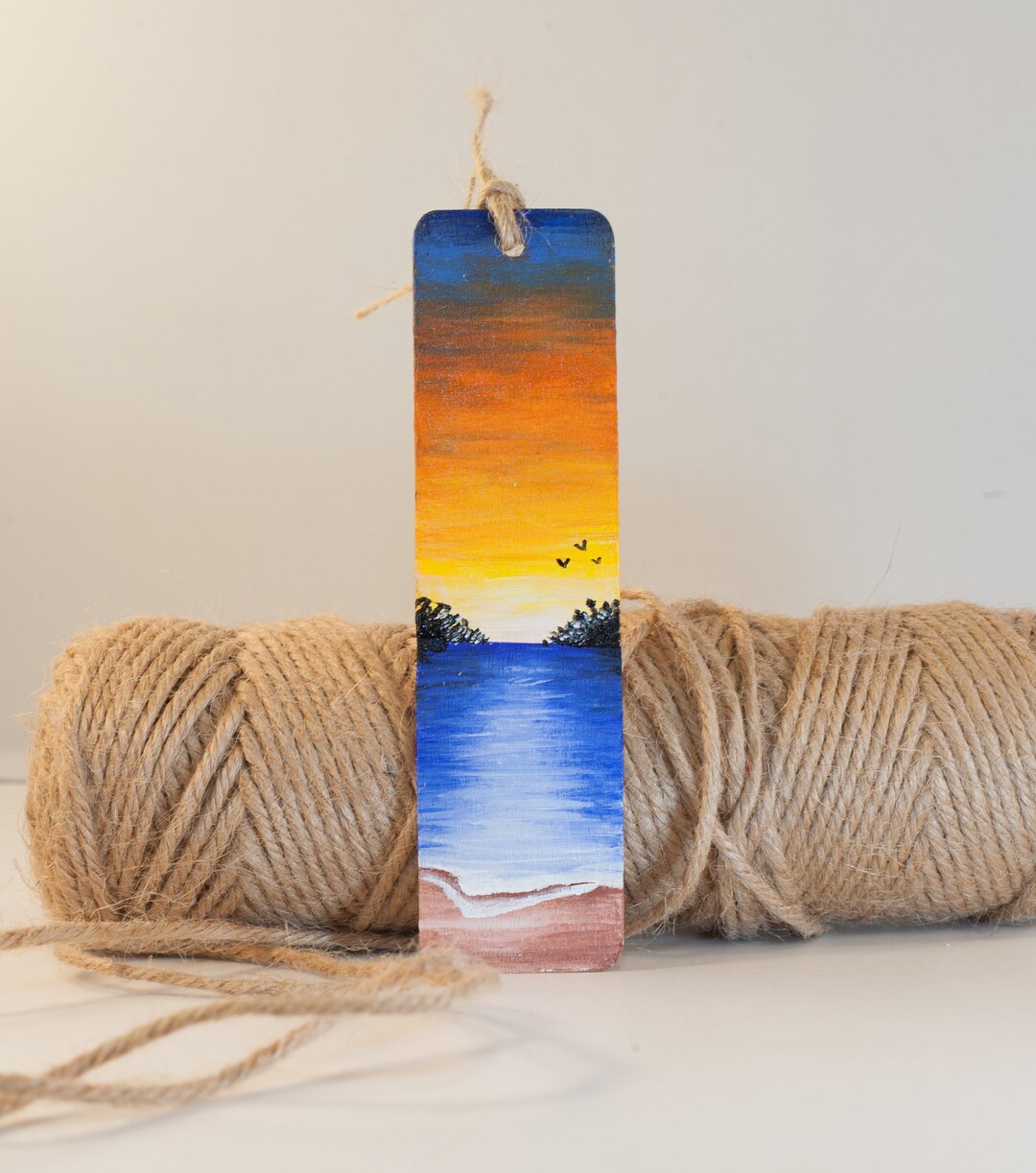 Sunset Painting on Bookmark, Lake Landscape on Bookmark, Hand Painted ...